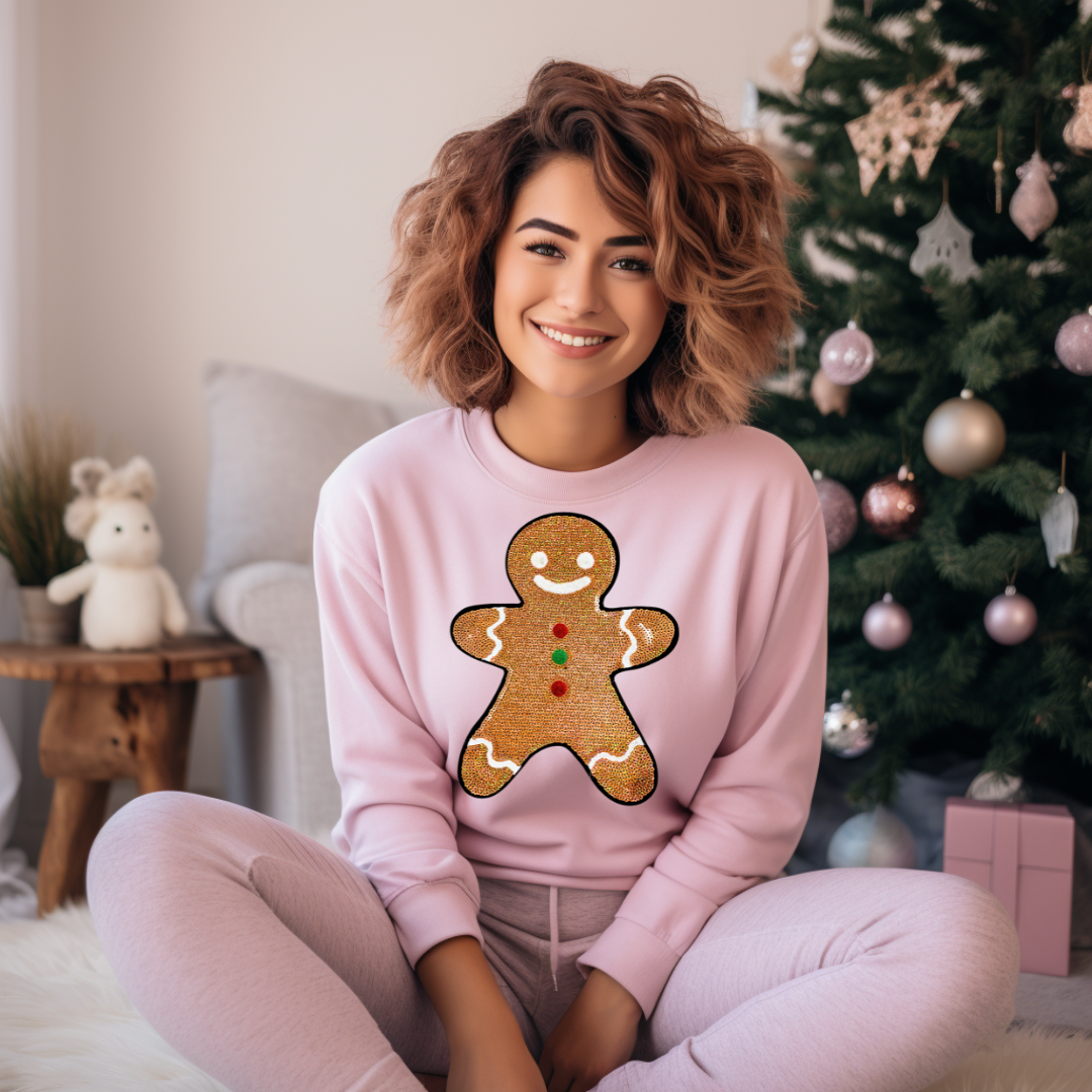 Gingerbread Sequin Patch Sweatshirt PRE-ORDER – CraftingByMayra